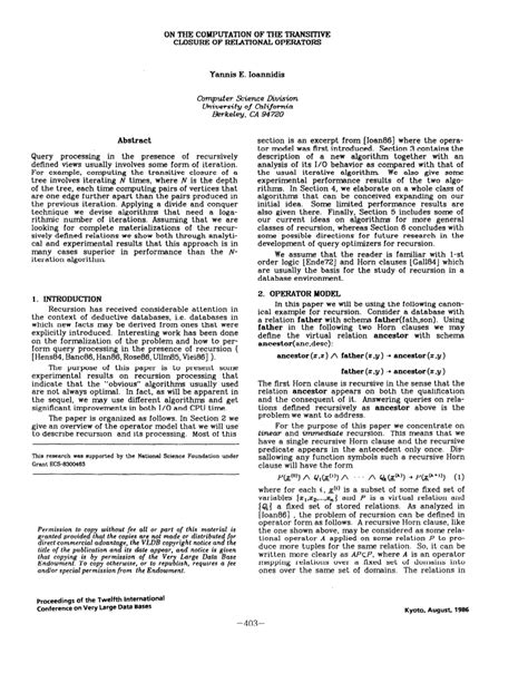 Pdf On The Computation Of The Transitive Closure Of Relational Operators