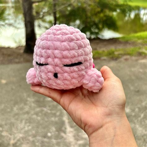 Crochet “sleepy Kirby” Plushie Crochet Kirby Plushie Kirby Inspired Amigurumi Etsy