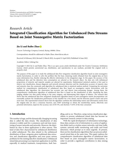 Pdf Integrated Classification Algorithm For Unbalanced Data Streams