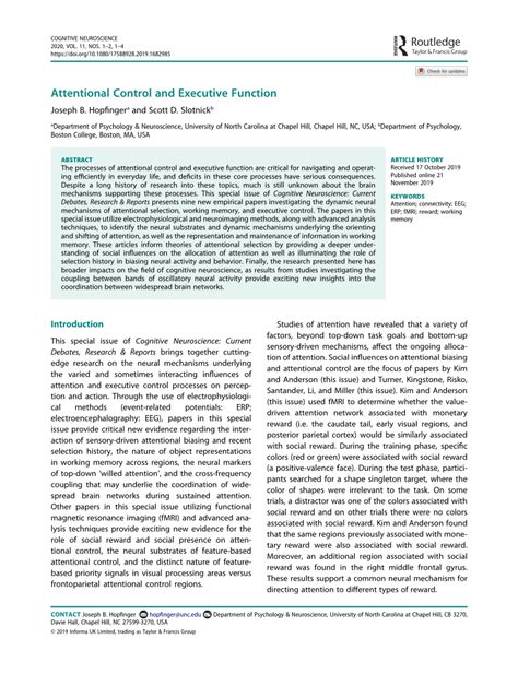 Pdf Attentional Control And Executive Function
