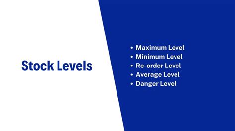 Stock Levels Maximum Minimum Re Order Average And Danger Level