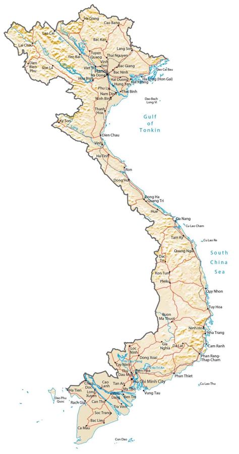 Physical Map Of Vietnam Ezilon Map