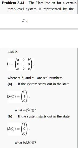 Solved Problem 344 The Hamiltonian For A Certain Three Level System