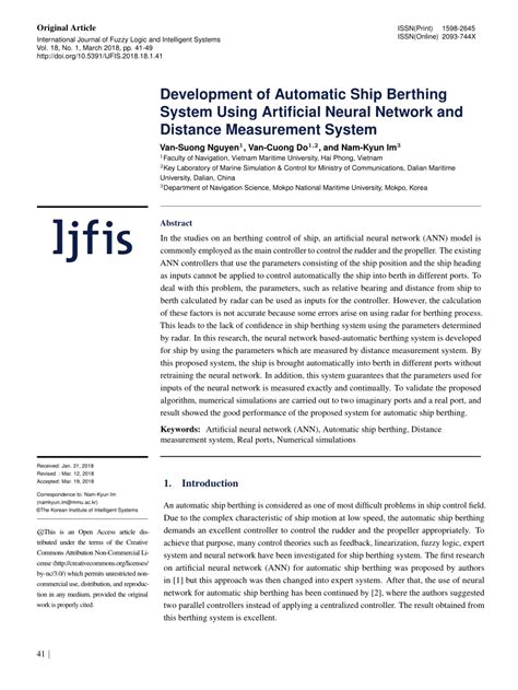 Pdf Development Of Automatic Ship Berthing System Using Artificial