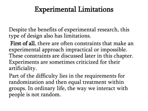 Ppt Strengths And Limitations Of Experiments Powerpoint Presentation