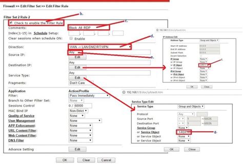 Configuring Vigor Router Firewall Using Objects To Allow Rdp Access From One Source Ip Address