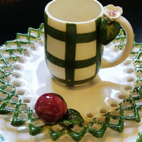 Paper Windows Dining Vintage Porcelain Set Of 2 Plates Teacoffee