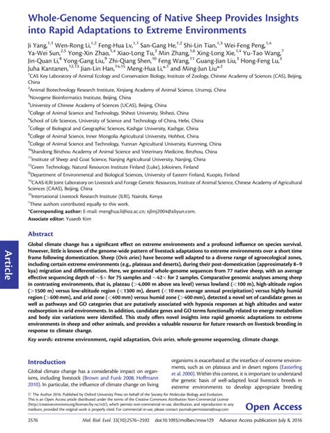 Pdf Whole Genome Sequencing Of Native Sheep Provides Insights Into