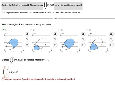 Solved Sketch The Following Region R Then Express ∫∫rfrθda As An