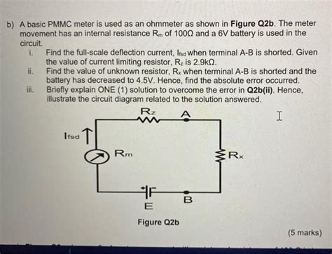 Solved B A Basic Pmmc Meter Is Used As An Ohmmeter As Shown