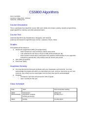 Syllabus Docx CS Algorithms Term Fall Lectures Friday Pm