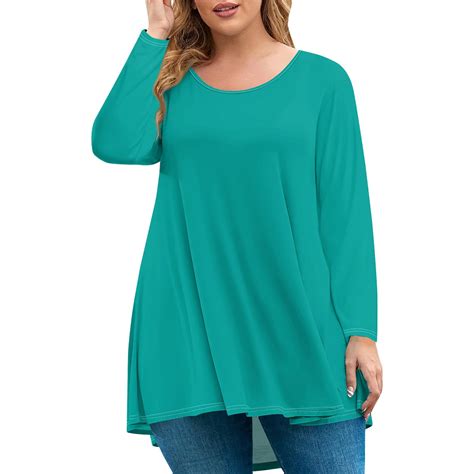 Julmcomo Womens Turquoise Plus Size Tops 2024 4x 5x Half Sleeve Crew
