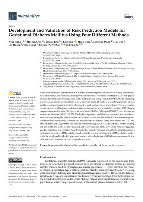 pdf development and validation of risk prediction models for