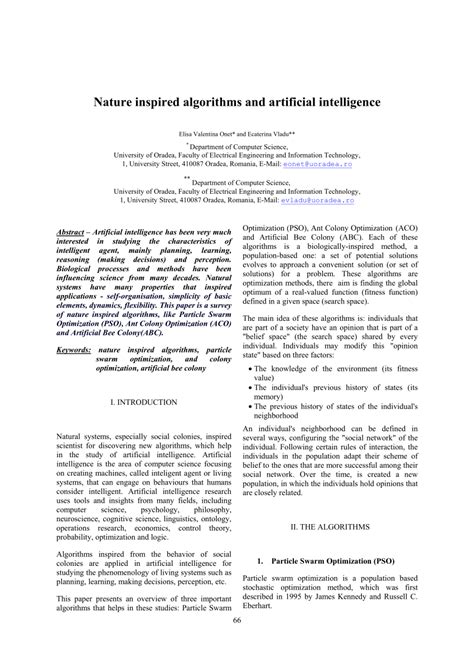 PDF Nature Inspired Algorithms And Artificial Intelligence