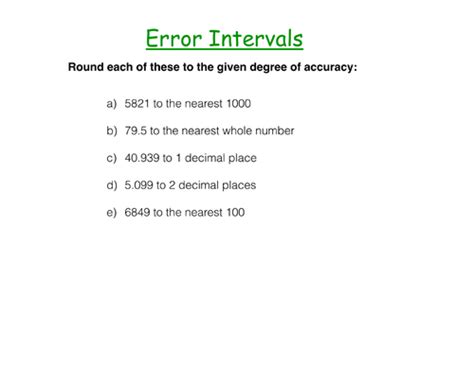Error Intervals Upper And Lower Bounds Teaching Resources