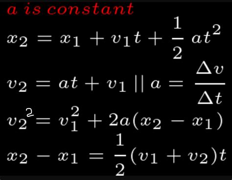🏗 Kinematic Equations Diagram Quizlet