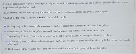 Solved A Bat Uses Echolocation To Hunt A Moth Specifically