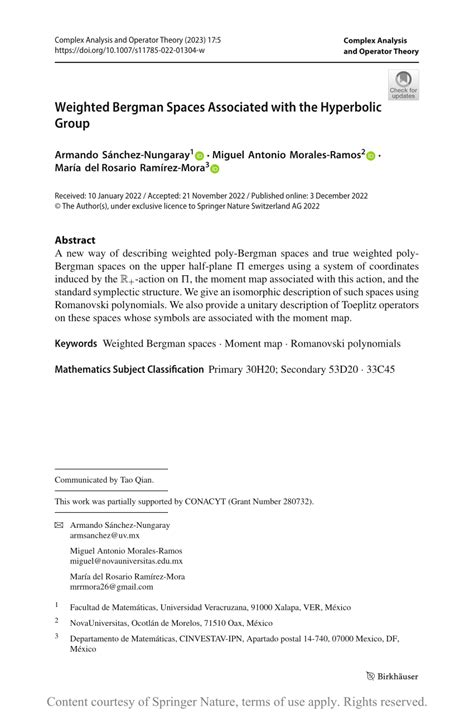 Weighted Bergman Spaces Associated With The Hyperbolic Group Request Pdf