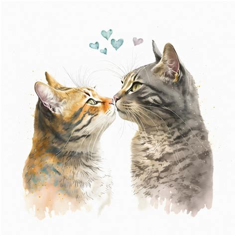 Premium Photo Two Cats Kissing In The Shape Of A Heart Valentines Day