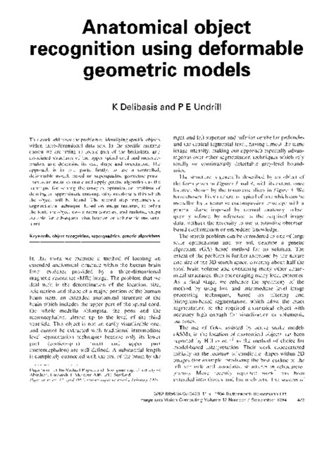 Pdf Anatomical Object Recognition Using Deformable Geometric Models