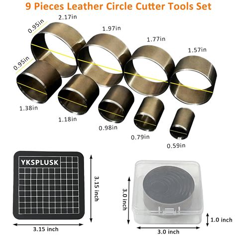 Yksplusk Leather Circle Cutter Tool Set 9 Pieces Round Punch Tools 15