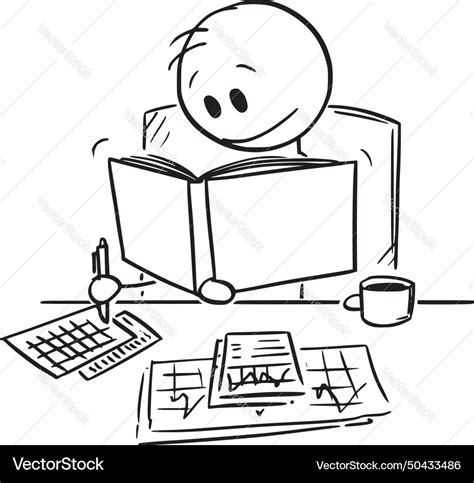 Person Counting Or Doing Mathematical Analysis Vector Image