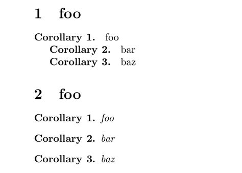 Math Mode Confusion Indentation For Some Lines But None For Other For Corollary Tex