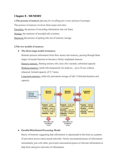 Chapter 8 Memory Psychology 1000 Chapter 8 Memory 1 Process Of