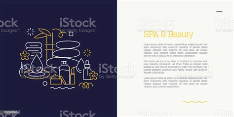 일러스트 스파 와 뷰티 컨셉의 벡터 세트 웹 페이지 배너 포스터 인쇄 등을 위한 라인 아트 스타일 배경 디자인 벡터