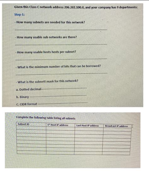 Solved Given This Class C Network Adress 2062021000 And