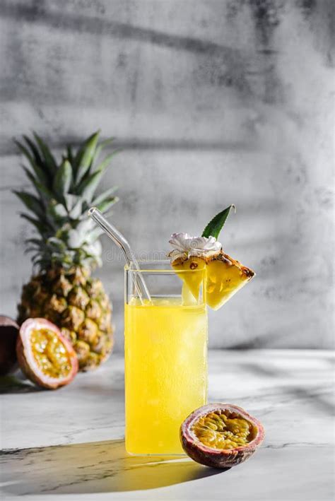 Pineapple With Passion Fruit Juice Stock Image Image Of Pineapple