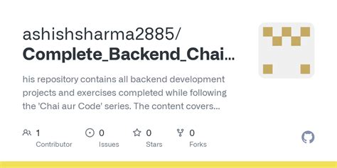 GitHub Ashishsharma2885 Complete Backend Chai Aur Code His