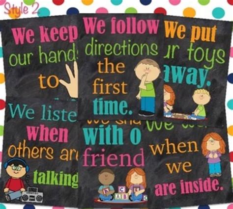 Editable Classroom Rules Poster Set Chalkboard Theme For Prek And Kinder