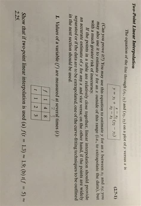 Solved Two Point Linear Interpolation The Equation Of The