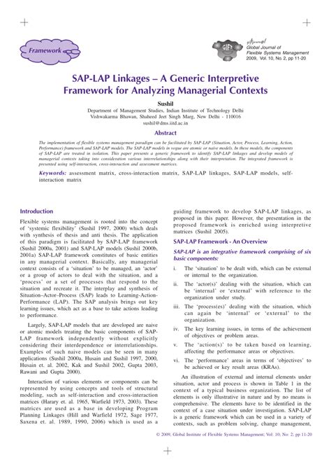 Pdf Sap Lap Linkages A Generic Interpretive Framework For Analyzing