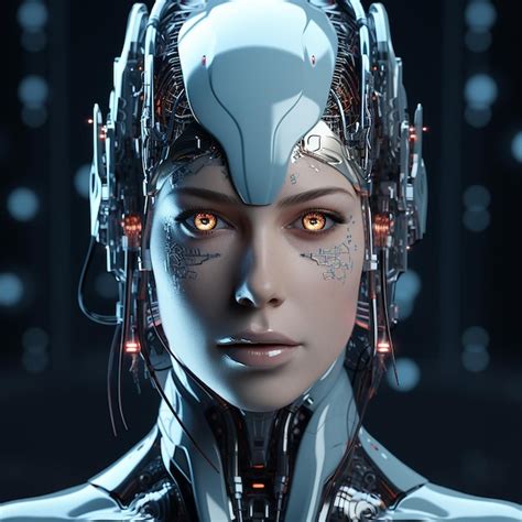premium photo face of female robot artificial intelligence concept
