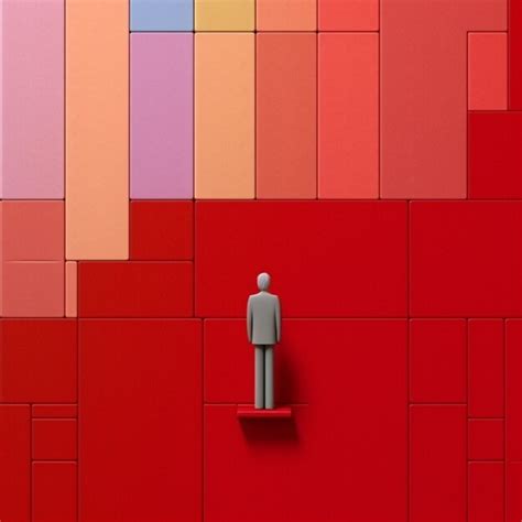 Premium Ai Image A Red Wall With A Figure Standing On A Ledge In
