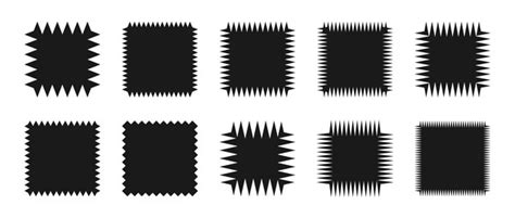 Zig Zag Edge Rectangle Shape Collection Jagged Vector Image