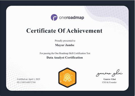 dataanalytics certification sql visualization oneroadmap… mayur