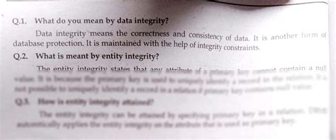 Solution 12 Class Computer Short Questions Of Exercise Chapter 4 Data Integrity And