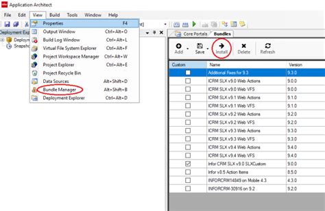Using Application Architect To Deploy An Update Bundle In Infor Crm Slx Customer Fx