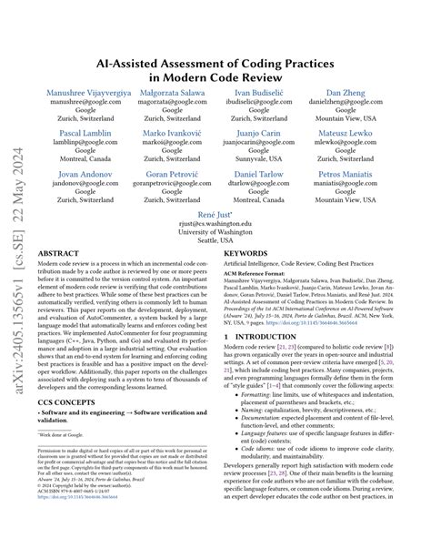 Pdf Ai Assisted Assessment Of Coding Practices In Modern Code Review