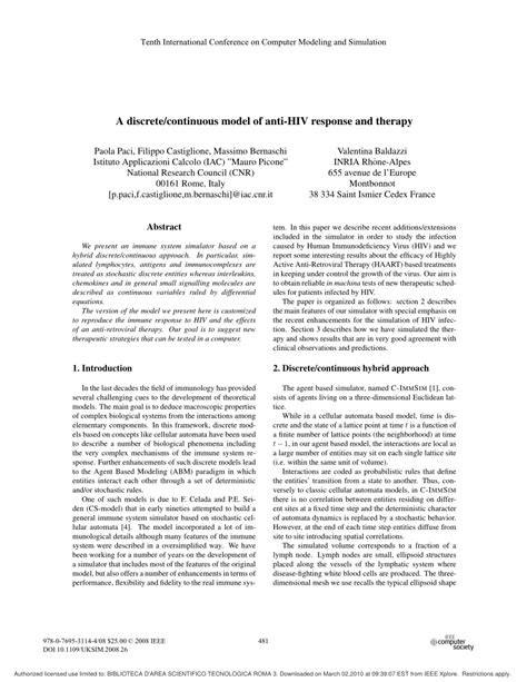 Pdf A Discretecontinuous Model Of Anti Hiv Response And Therapy