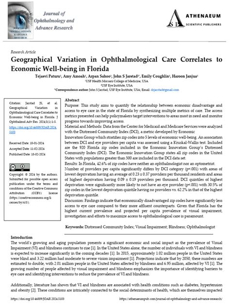 Geographical Variation In Ophthalmological Care Correlates To Economic