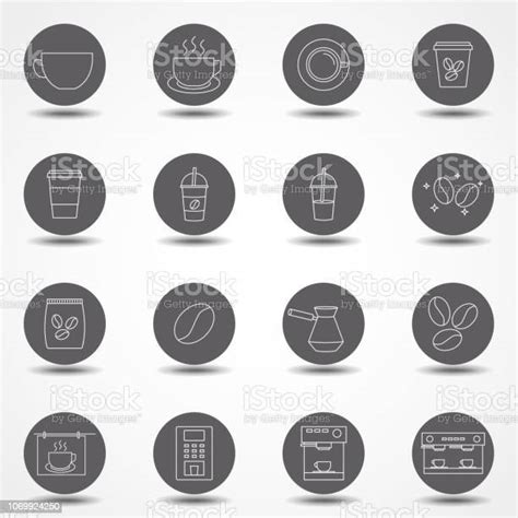 커피 관련된 벡터 라인 아이콘의 간단한 세트입니다 Cezve 커피 메이커 기계 콩 등으로 같은 아이콘을 포함 되어 있습니다 가방에 대한 스톡 벡터 아트 및 기타 이미지