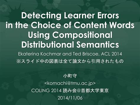 Pdf Detecting Learner Errors In The Choice Of Content Words Using