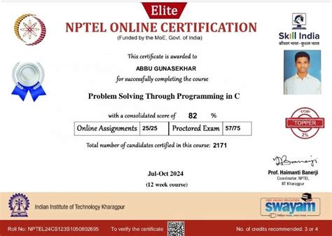 Abbu Gunasekhar On Linkedin Nptel Problemsolving Cprogramming