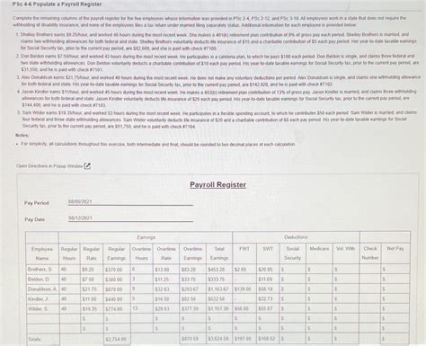 [solved] complete payroll register correctly please fill out every