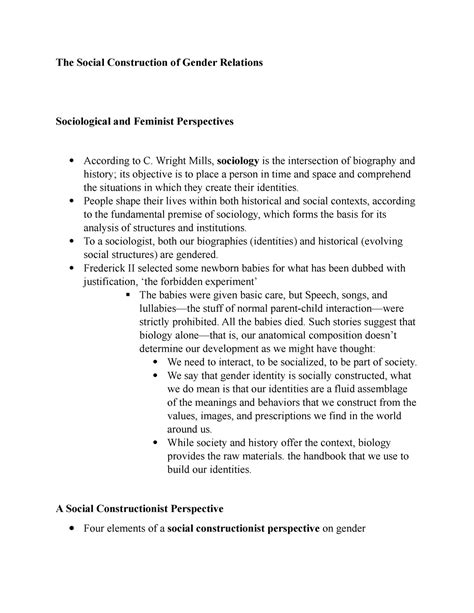 Social Construction And Sex Role Theory The Social Construction Of Gender Relations