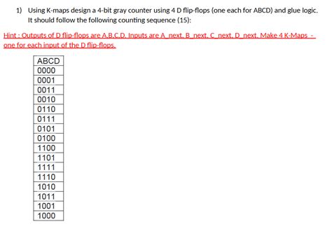 Solved Using K Maps Design A 4 Bit Gray Counter Using 4d